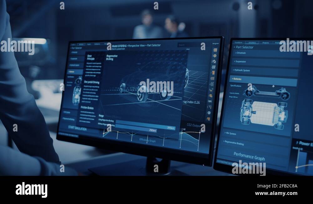 Female and Male Engineers are Discussing the 3D CAD Software Render of ...