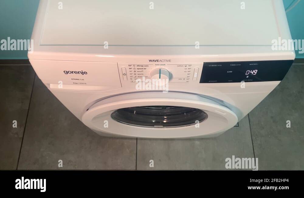 Working washing machine gorenje in slowmotion. Washing machine steril ...