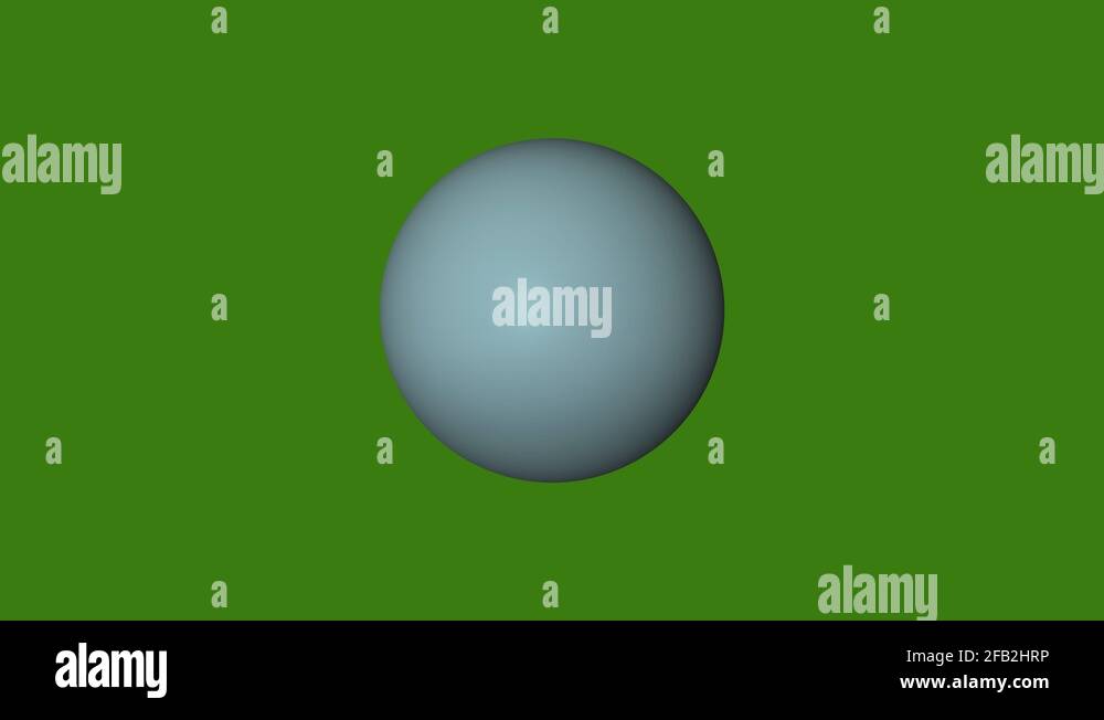 Motion graphic render of planet Uranus set against isolated green ...