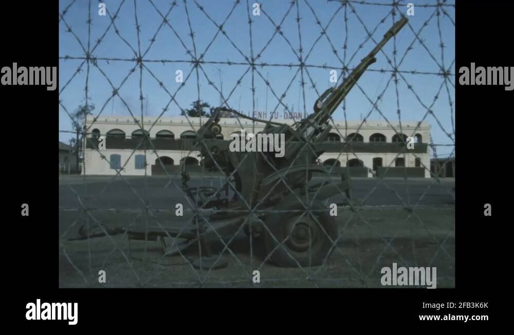 Soviet 23mm Anti-Aircraft gun displayed in front of HQ building - 1970 ...