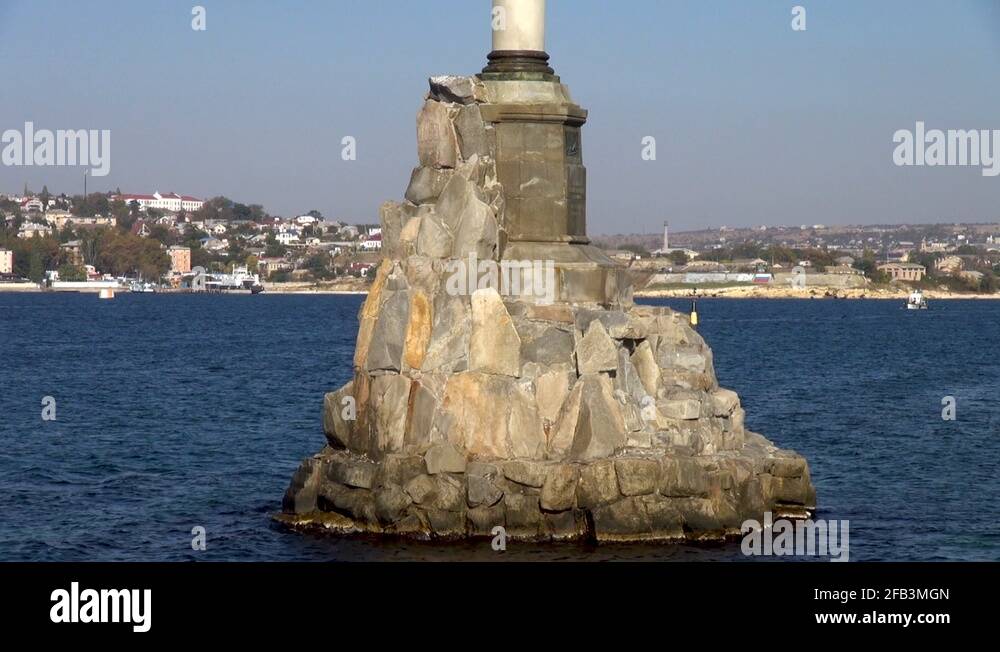 Monument to sunken ships Pedestal with column and bronze eagle Stock ...