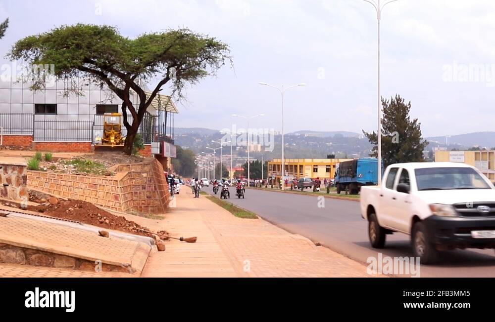 Road traffic on Sonatube Road in Kigali, Rwanda, in March 2019 Stock ...