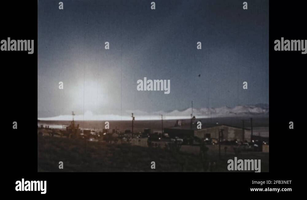 Scene of atomic bomb explosion in desert area of Nevada - 1953 Stock ...