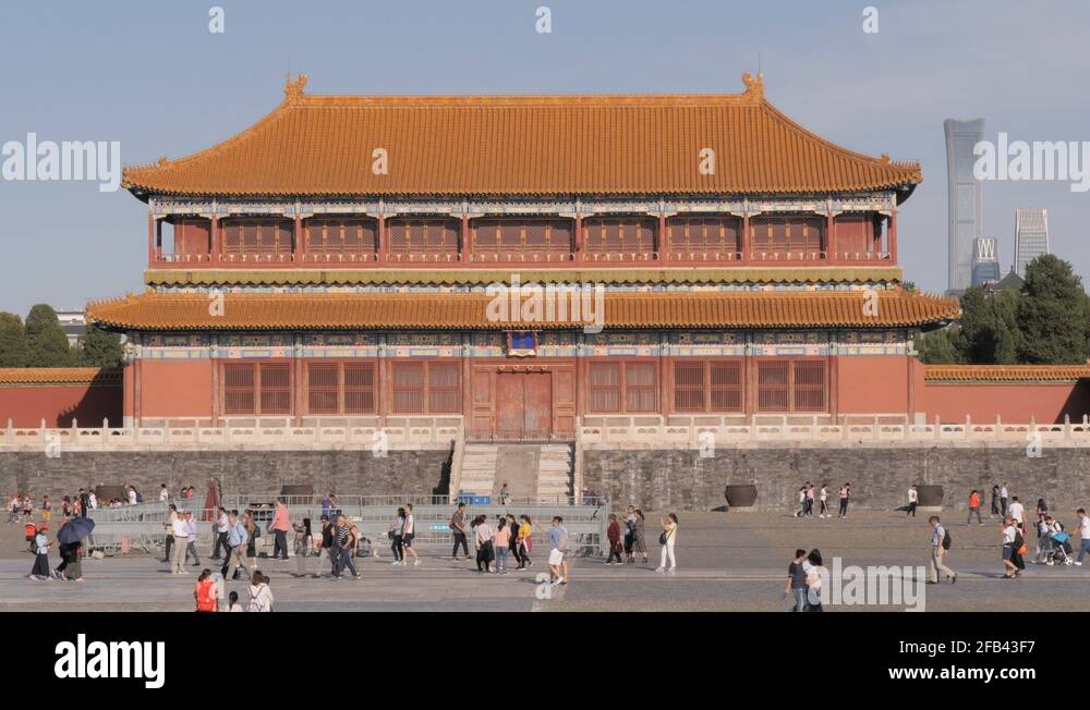 Inner Court building of Forbidden City with view Zun skyscraper,Beijing ...