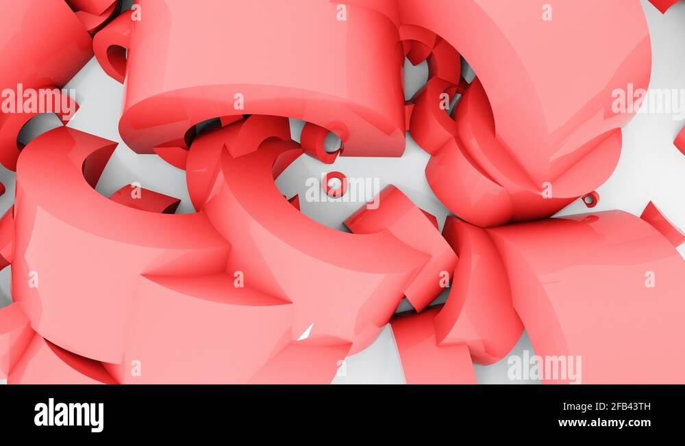 3D shapes round cylinders on white wall. Set of 6 different colors. 4K ...