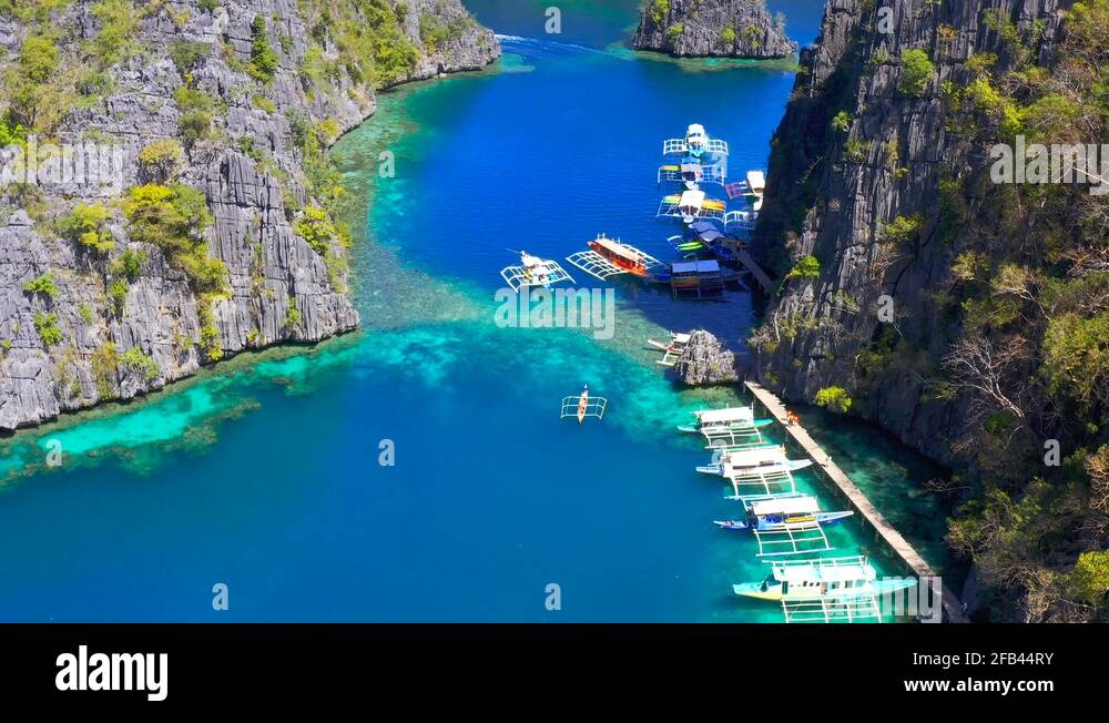 Coron, Palawan, Philippines, aerial view of beautiful lagoons and ...