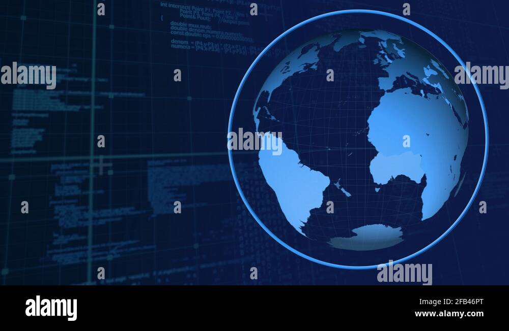 Rotating globe with interface labels Stock Video Footage - Alamy