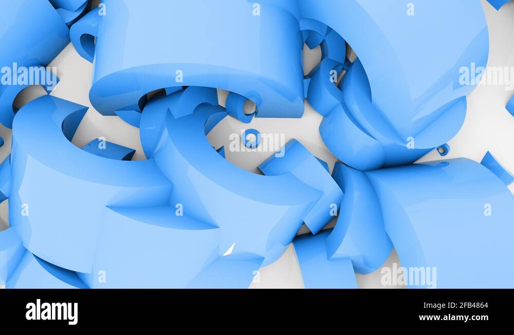 3D shapes round cylinders on white wall. Set of 6 different colors. 4K ...