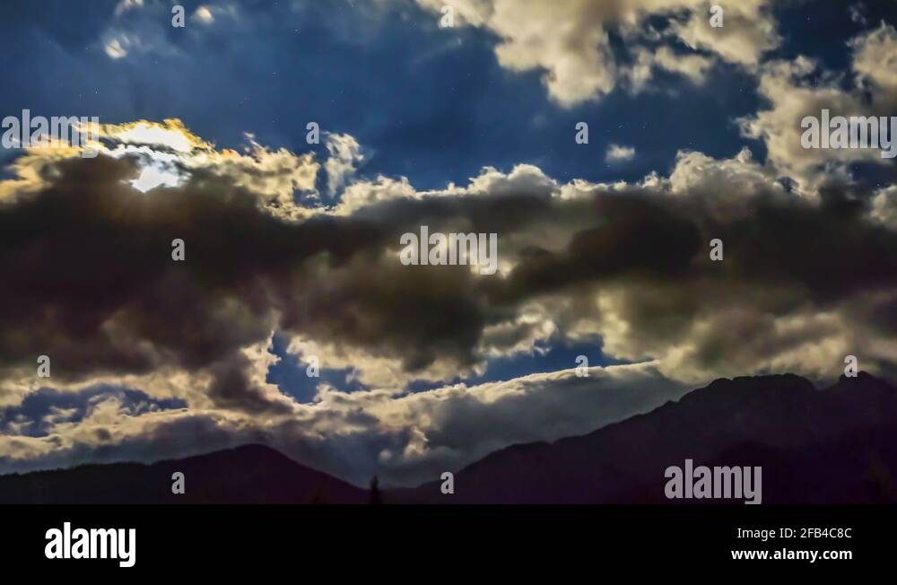 Part 2 of 2 Dramatic Time Lapse sequence of a full mooning across the ...