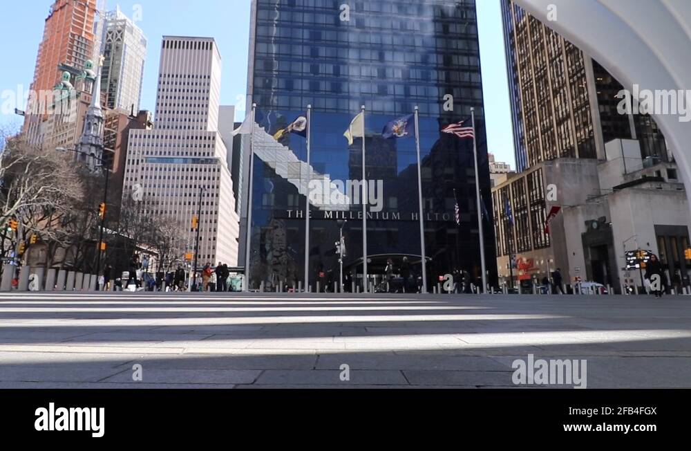 Handheld Millenium Hilton New York Location Downtown NYC Slowed down from Stock Video Footage ...