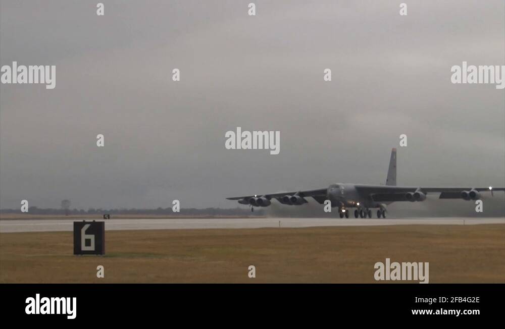 Scene of Boeing B-52 Stratofortress take off from runway - 2013 Stock ...