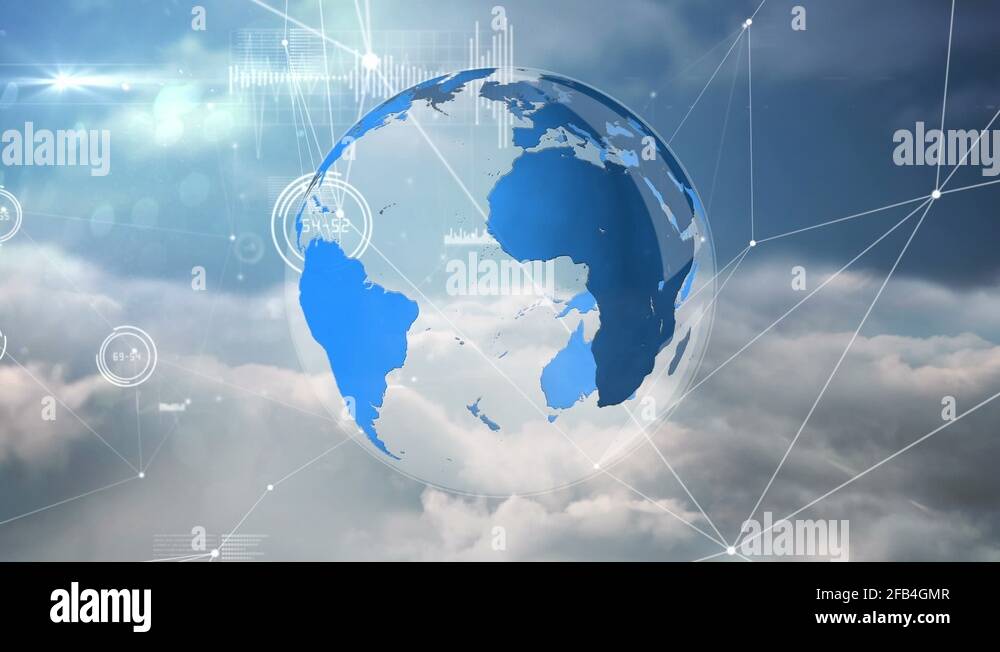 Rotating globe with sky background Stock Video Footage - Alamy