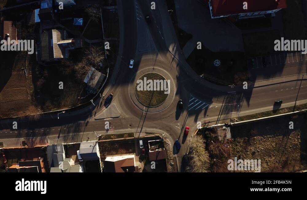 Circling around a roundabout, showing traffic from an interesting Stock ...