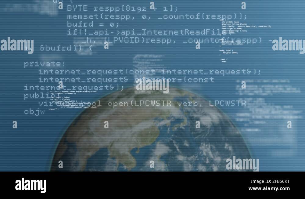 Computer programming codes and the earth Stock Video Footage - Alamy