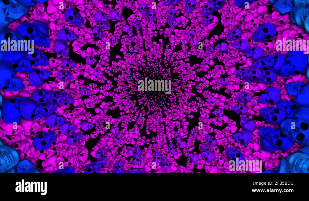 Seamless animated background of colorful skulls. Fantasy halloween ...