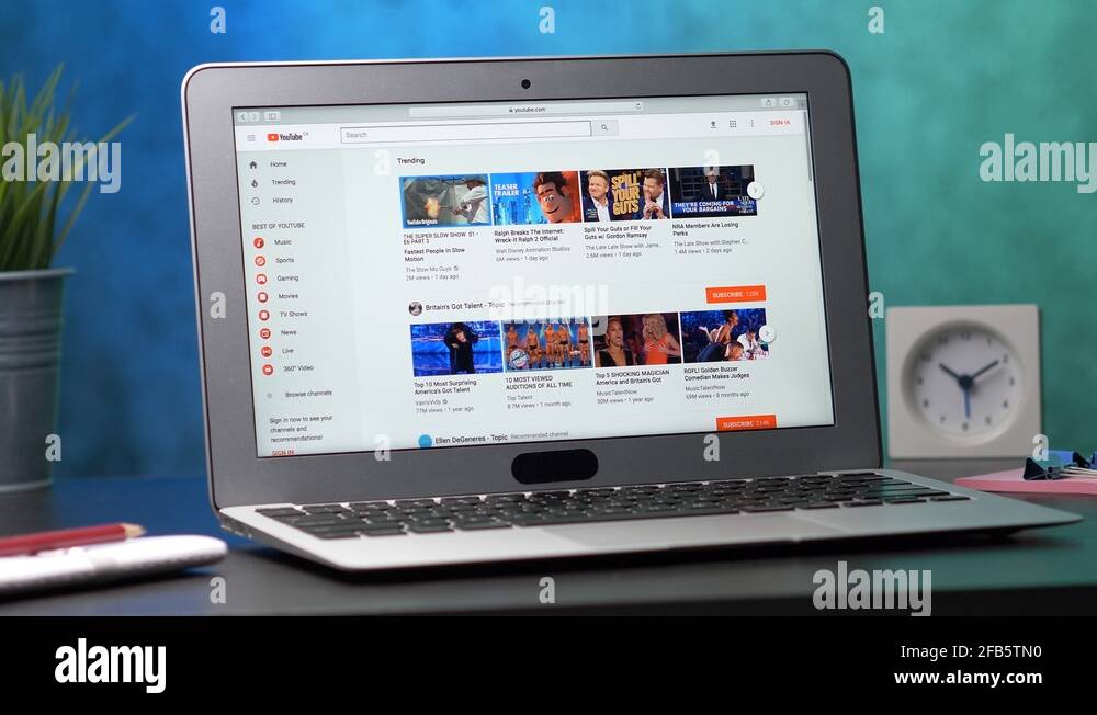 Youtube Main Page on a Laptop Computer Stock Video Footage - Alamy