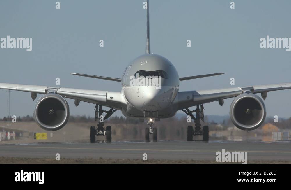 airplane airbus 350 qatar airways taxiway heat haze from jet engine ...