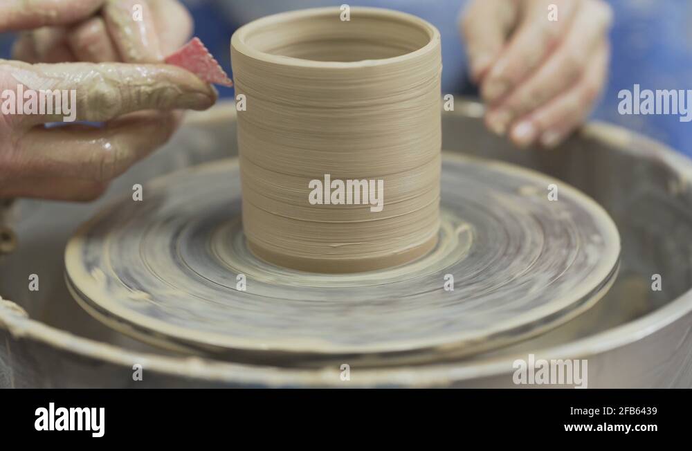 Cup Made From Clay Spinning on Turntable in Traditional Pottery ...