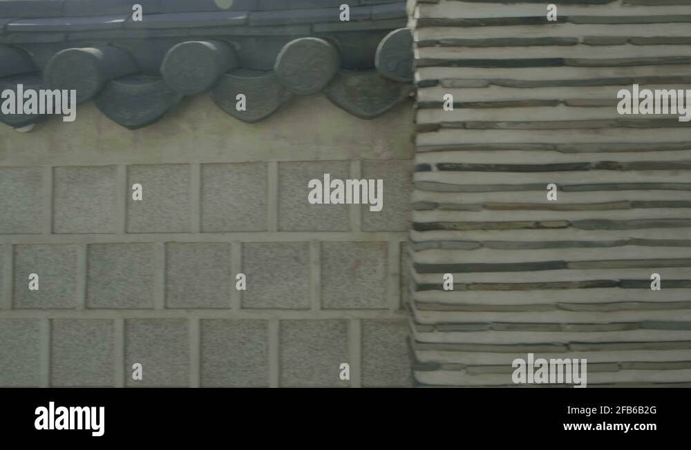 Track Right Behind Wall Revealing Top Hill View Traditional Hanok ...