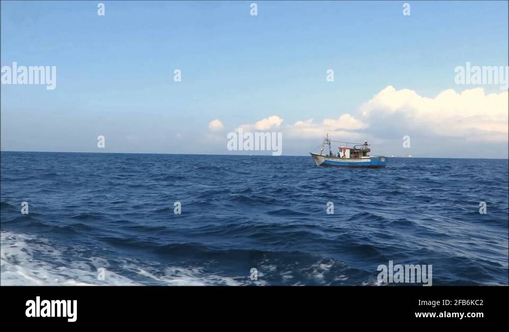 Fishing trawler in Strait of Gibraltar on sunny Andalusian day Stock ...