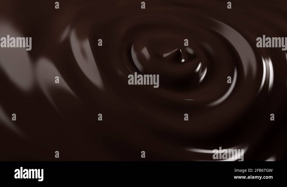 Dark Chocolate Swirl in surface. Animation waving surface of Dark ...