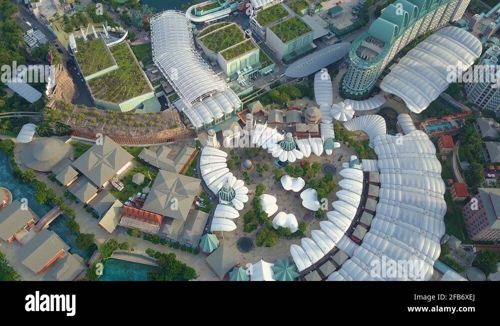 Drone flight of Universal Studios Singapore Stock Video Footage - Alamy