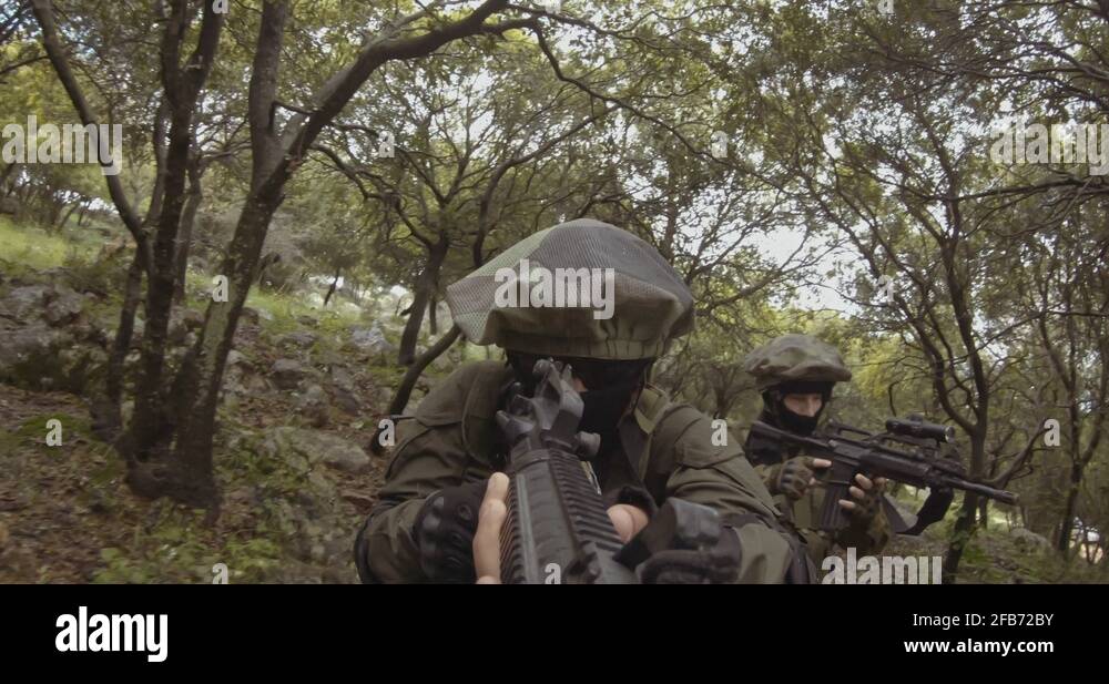 Weapon GoPro POV footage of a squad of Israeli commando soldiers during ...