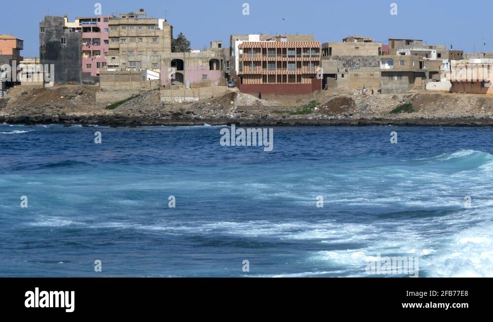 Static Shot Coast of Dakar, Senegal, Africa. Ocean Waves Pass Stock ...