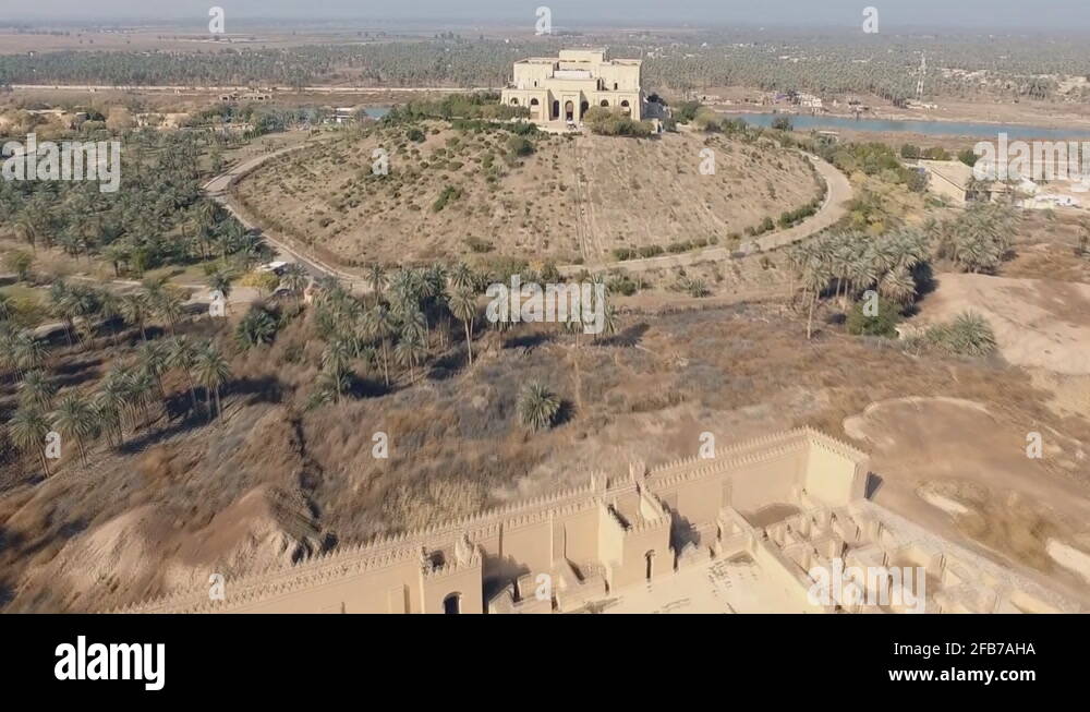 Restored ruins of ancient Babylon, Iraq. (aerial photography Stock ...
