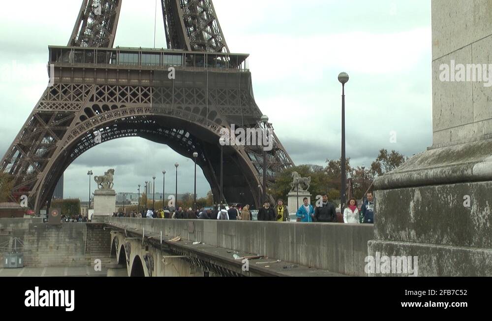 Eiffel tower through bridge architecture Stock Videos & Footage - HD ...