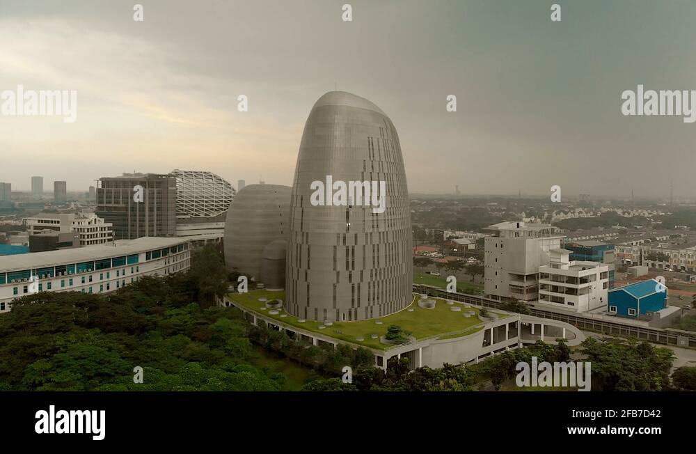 Unique modern architecture curved round shape building with point of ...