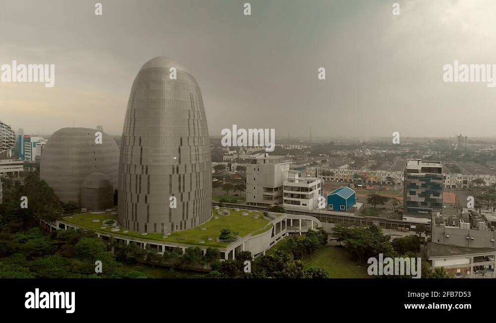 Unique modern architecture curved round shape building with point of ...