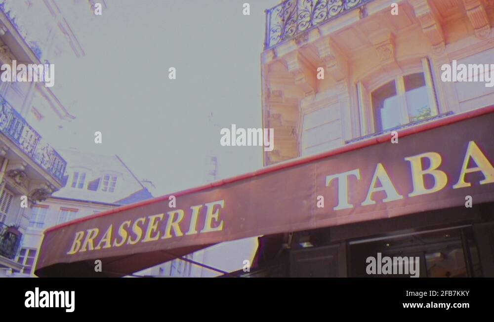 Brasserie Tabac Bar brewery signage on the pergola facade Paris VHS ...