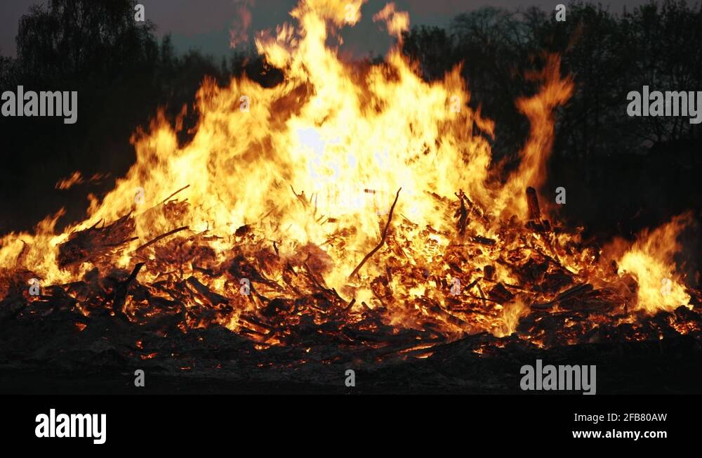 Easter fire burning. View from left to right Stock Video Footage - Alamy