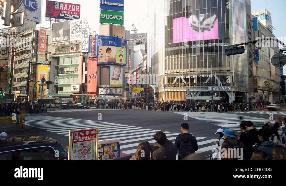 Shibuya Scramble Crossing, Tokyo Japan 4K Timelapse, Day, Above Street ...