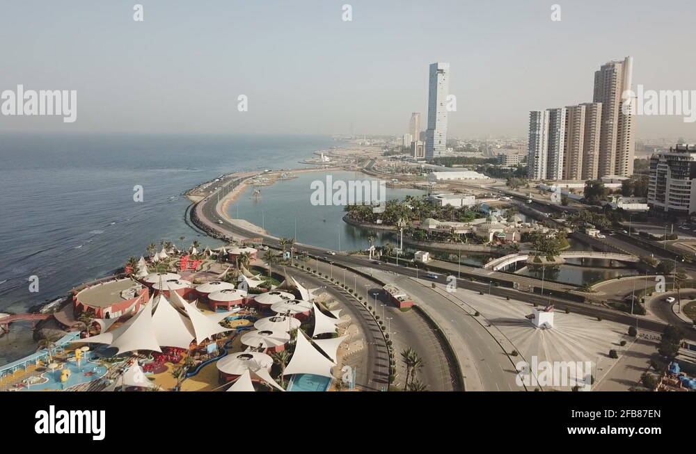 Aerial view in new beach Jeddah, Saudi Arabia, Jeddah Waterfront Stock ...