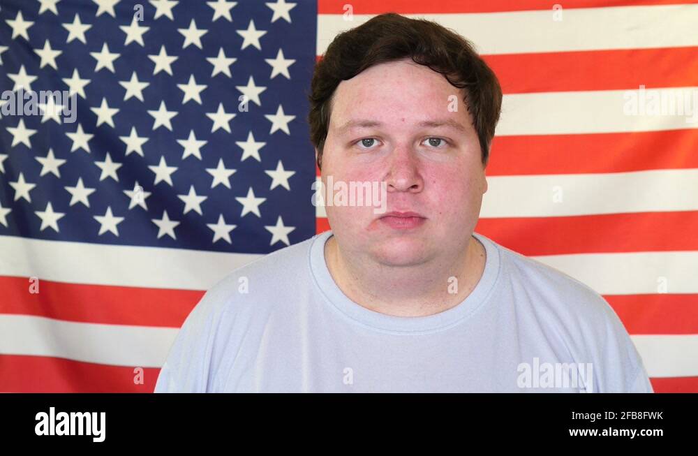 Portrait of fat man in stress because he feeling fear on the background ...