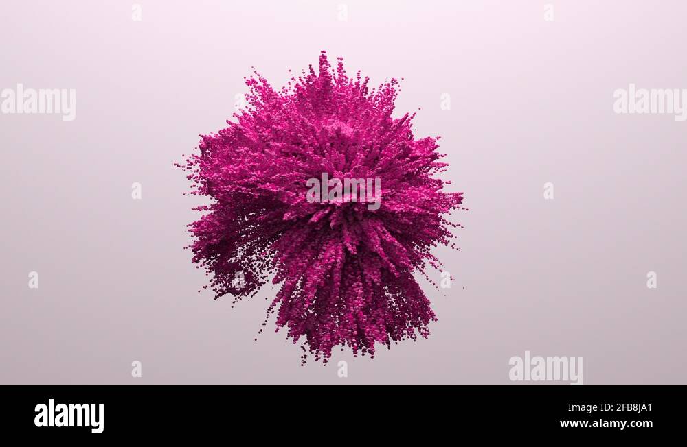 Abstract violet dust powder explosion in slow motion. 4k render ...