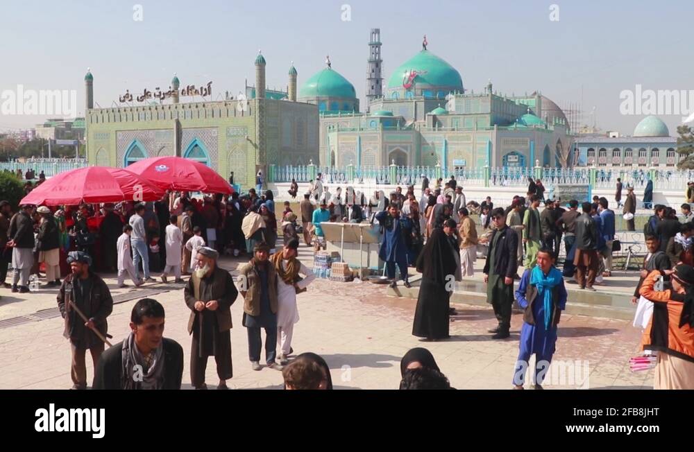 Afghan people at the Blue Mosque in Mazar-i-Sharif Stock Video Footage ...