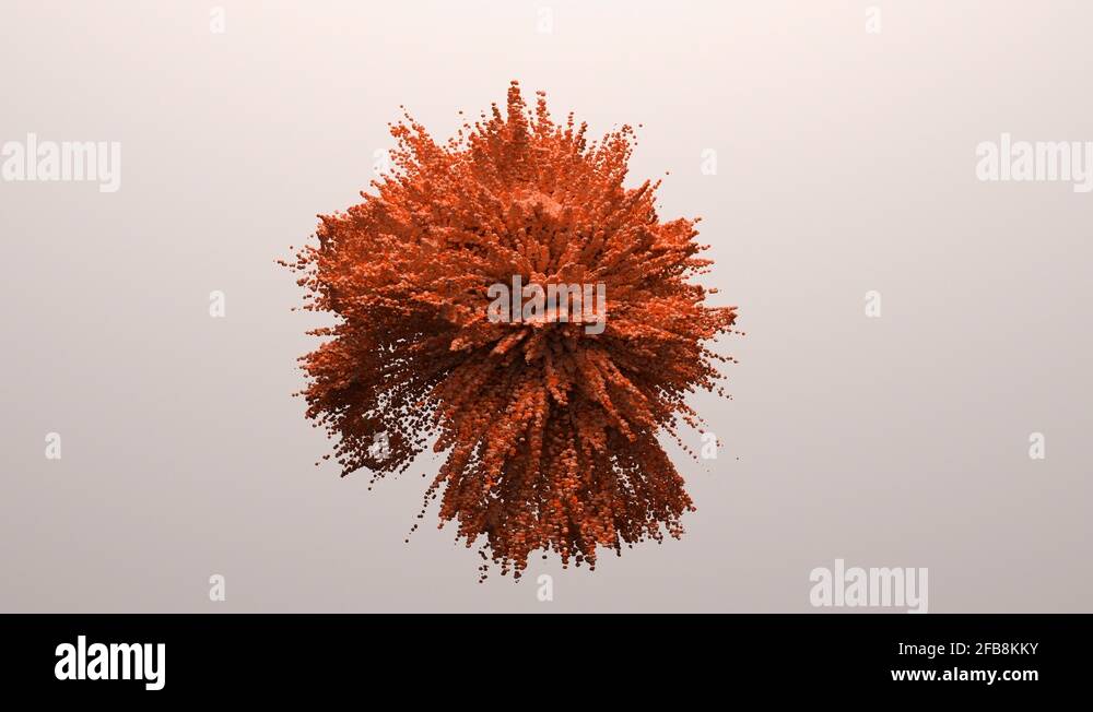 Abstract orange dust powder explosion in slow motion. 4k render ...