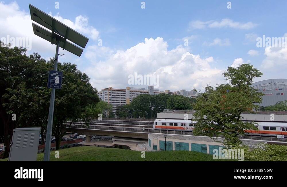 The MRT train taking off from the Amg Mo Kio MRT Station with CCTV in ...