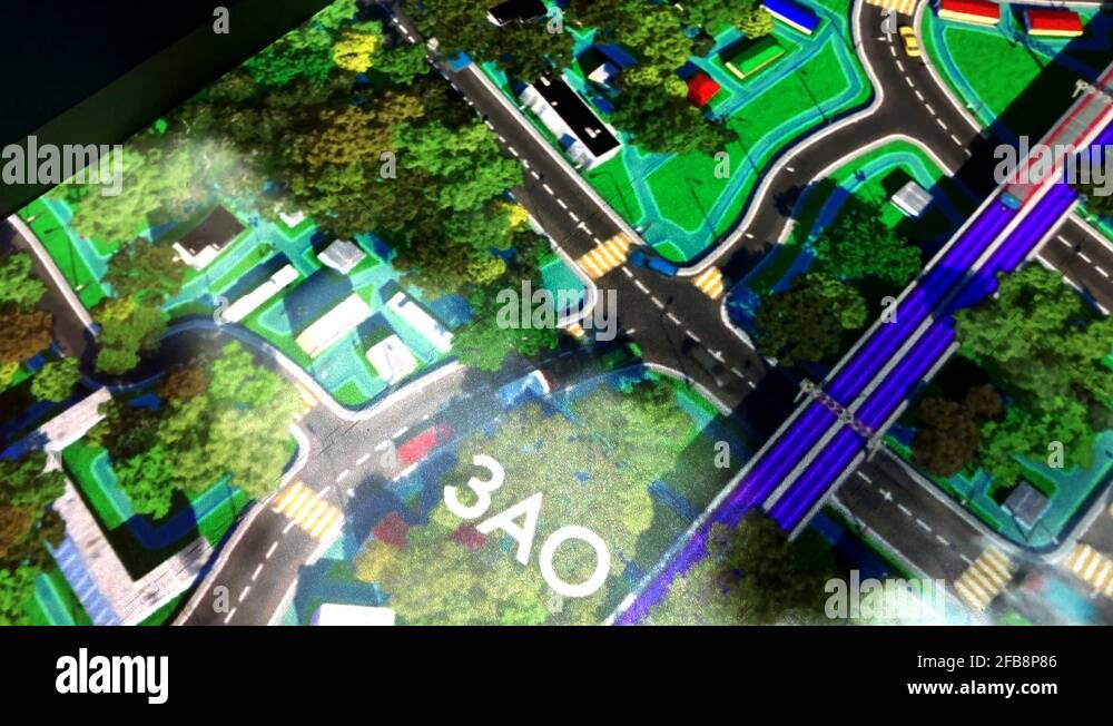 Demonstration of animated city map with transport development plan ...