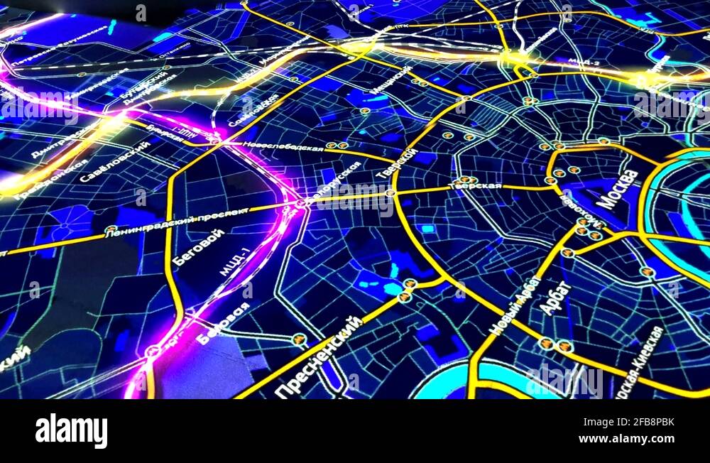Demonstration of animated city map with transport development plan ...