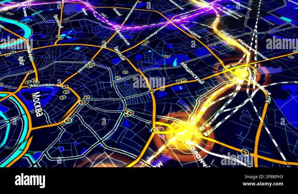 Demonstration of animated city map with transport development plan ...