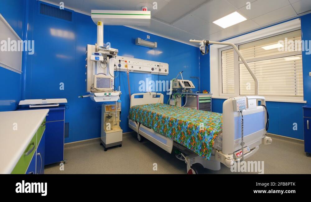Hospital bed located in the equipped infirmary Stock Video Footage - Alamy