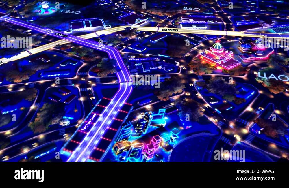 Demonstration of animated city map with transport development plan ...