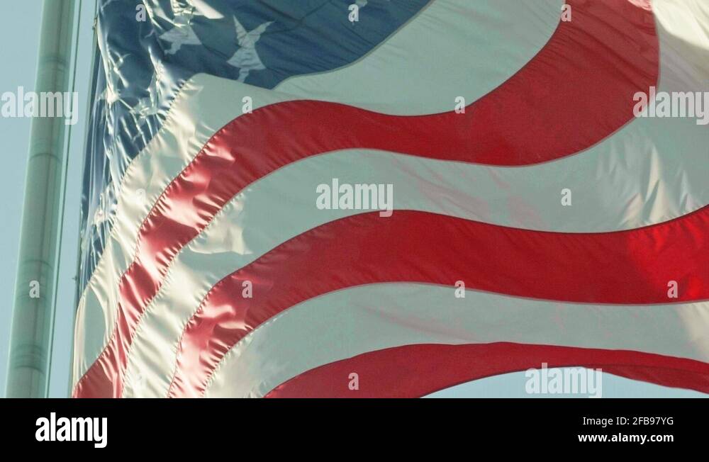 American Flag Billowing in Wind From Left to Right CLOSE UP SLOW MOTION ...