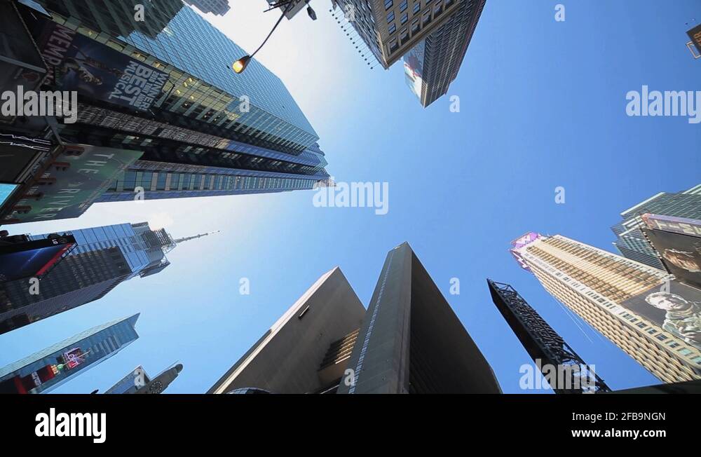 Times Square New York City buildings NY low super wide pan 1080 24P ...