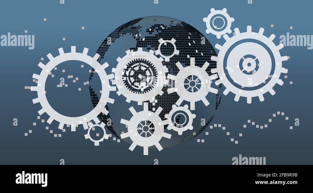 Earth bitmap and vector gears abstract 4k Stock Video Footage - Alamy