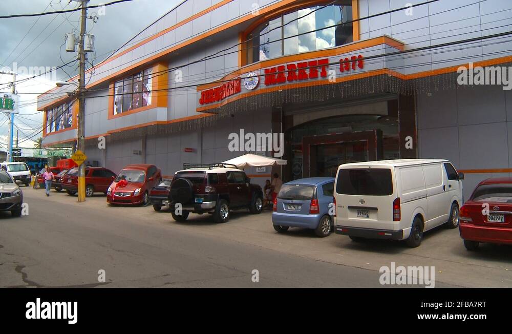 Paso Canoas border town road signs Jerusalem mall Panama with traffic ...